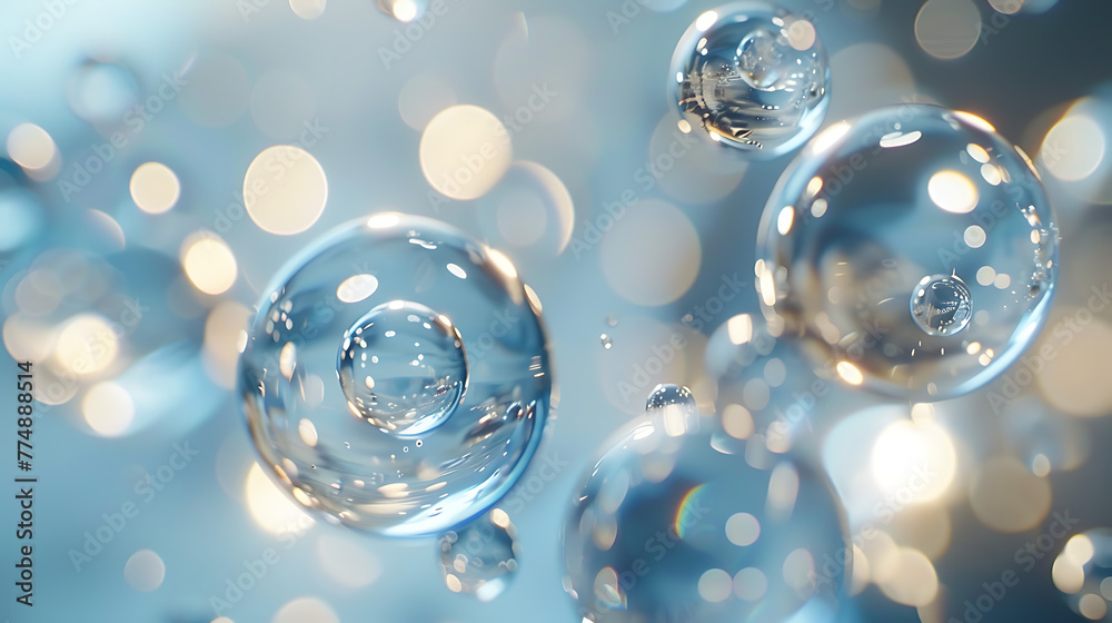 Generative AI science, gene, cell, dna, water, molecule, microscope ...