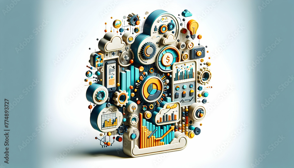 3d flat icon as AI Market Matrix A banner with a matrix style financial ...