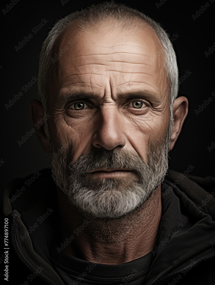 The sage of wisdom. A distinguished man with grey hair and a beard ...