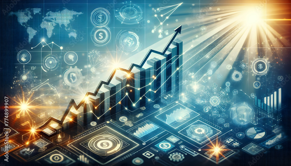 Economic Elevation A financial chart with ascending lines and abstract ...