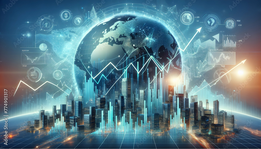 Investment Horizon A financial chart with an upward trend against an ...