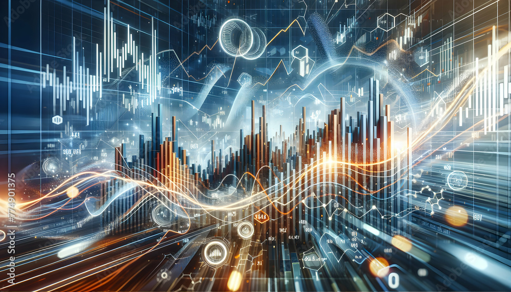 Market Momentum Zoomed in view of a financial chart showing market momentum with dynamic ...