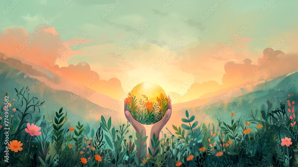 Nurturing Earth's Rejuvenation:A Pastel-Hued of Vibrant Plant Life and ...