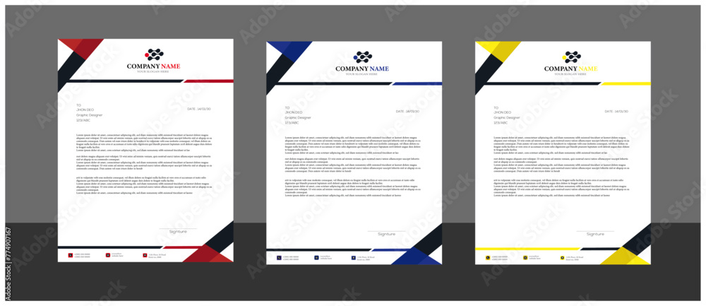 Smart Letterhead Design in three styles and colours. Stock-Vektorgrafik ...