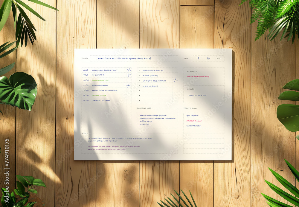 A4 Paper Mockup On The Wooden Table With Green Plants and Generative ai ...