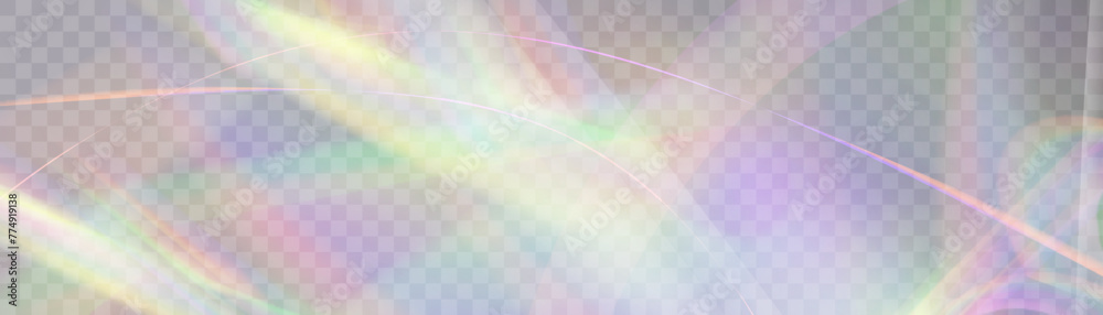 Rainbow light rays, lens flare, reflection effect from crystal, glass ...