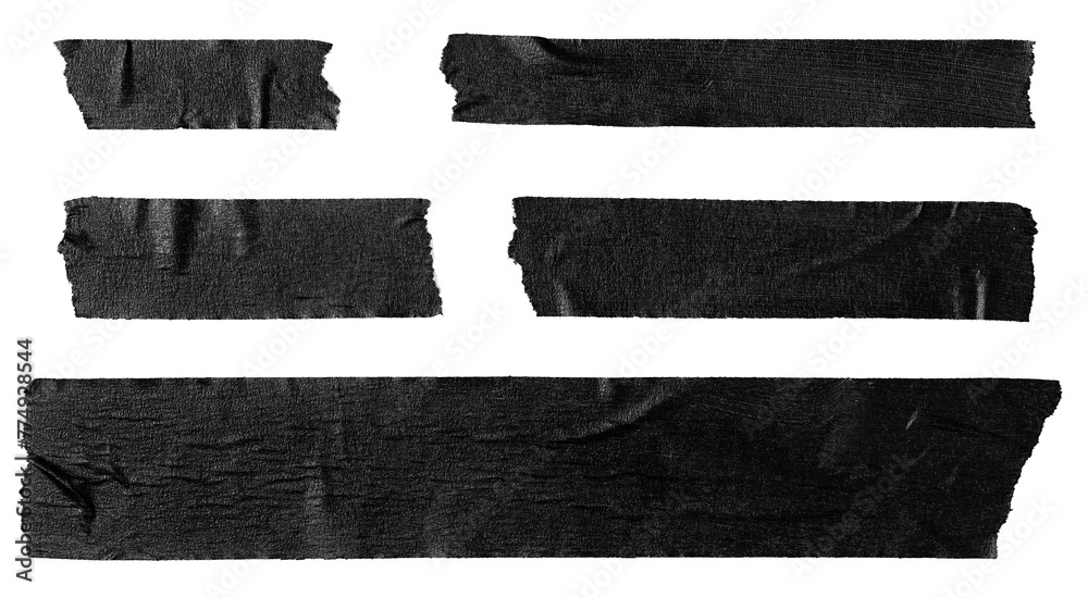 Set of black masking tape stickers isolated on transparent background ...