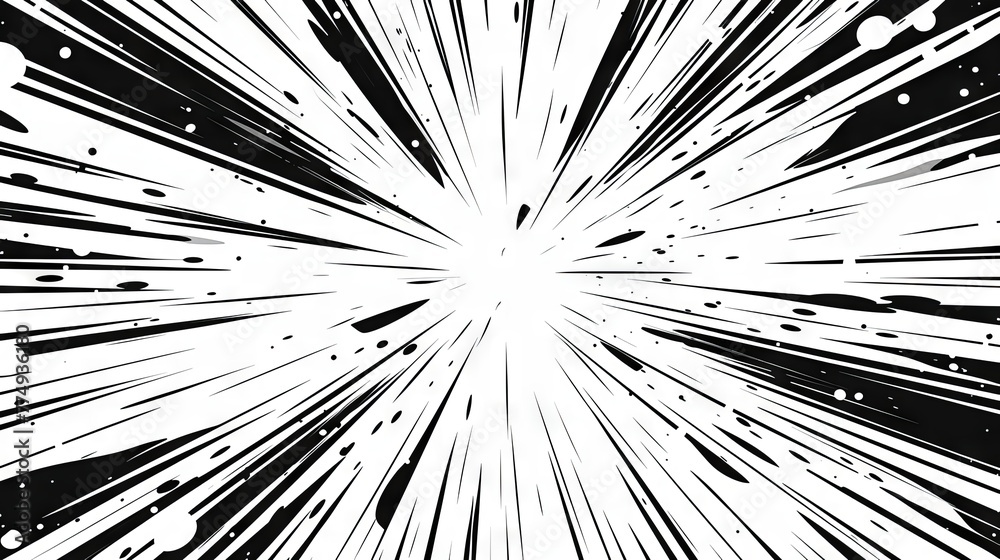 Comic book black radial lines overlay on white background. Royalty high ...