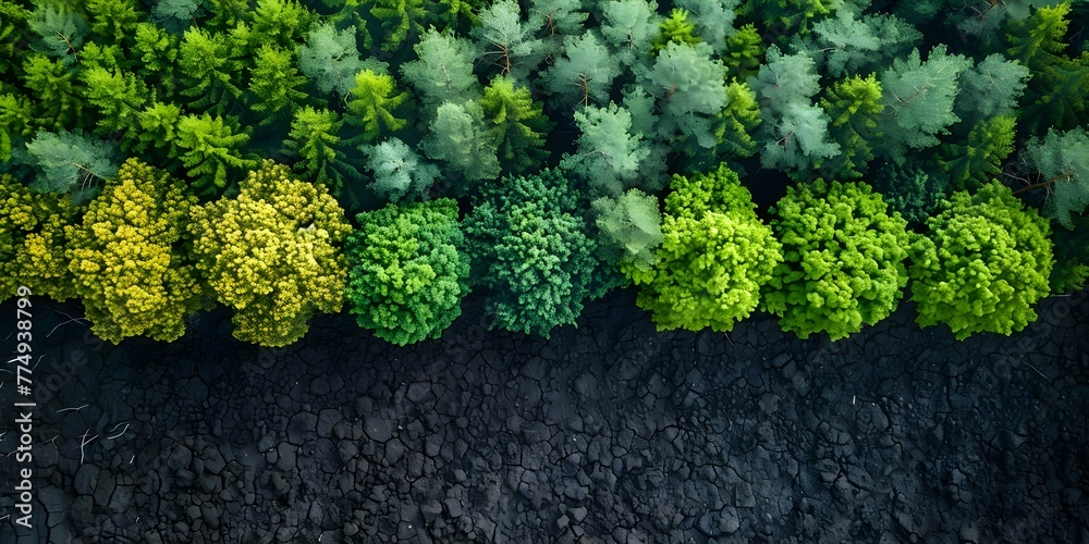 Foto de Aerial Perspective of Reforestation Areas Signifying Positive ...