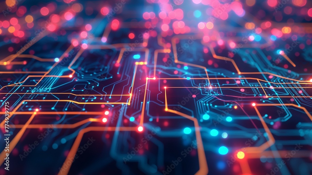 Cybertechnologies, simple and technical lines, digital network ...