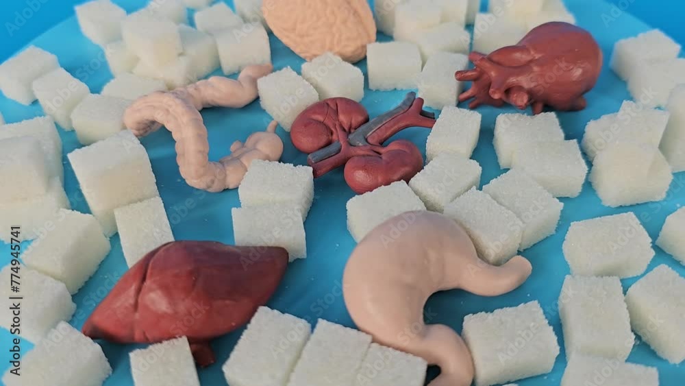 Effect of blood sugar levels on body condition. Sweet sugar and ...