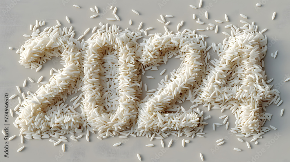 rice-letters. Text "2024" made of rice Stock Illustration | Adobe Stock