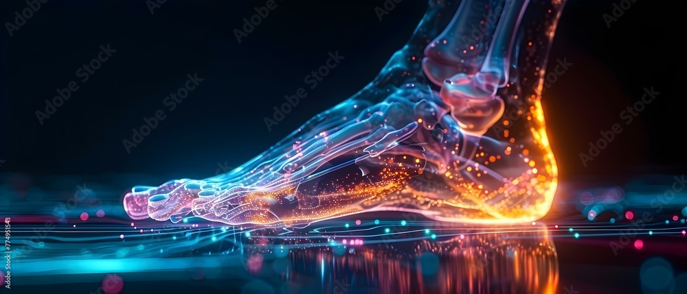 Closeup of a foot with heel pain showing signs of tendon inflammation ...