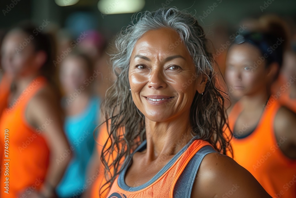 Image of a group of women over 50 years old doing a Zumba class Stock ...