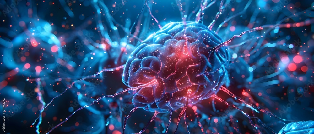 Detailed brain scan displaying neural pathways and connections ...