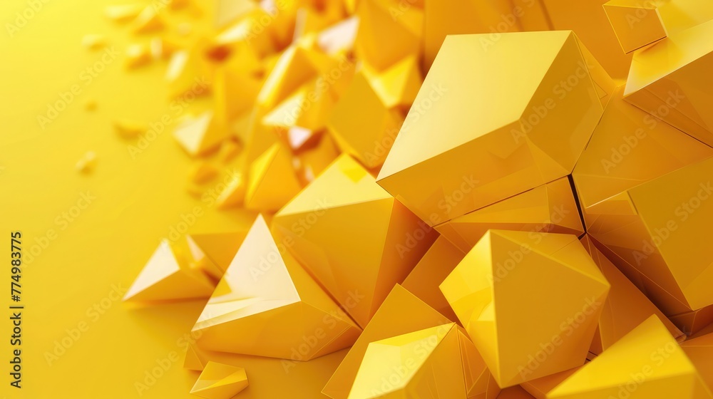 Geometric 3d yellow abstract background, wallpaper with copy space ...