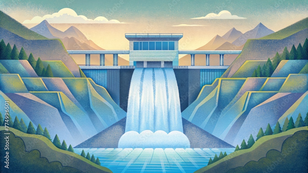 A futuristic hydroelectric dam harnesses the power of moving water to ...