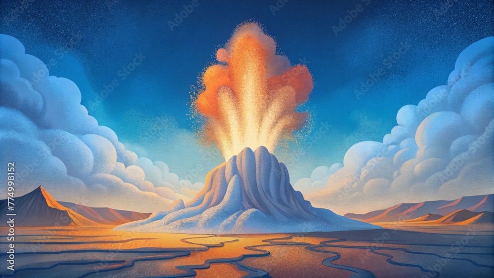 The burst of steam that erupts from the ground in a powerful display a ...