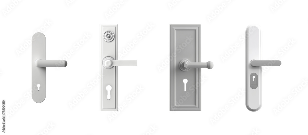 Modern white minimalist doorknob set. Door handle. Door lever. With and ...