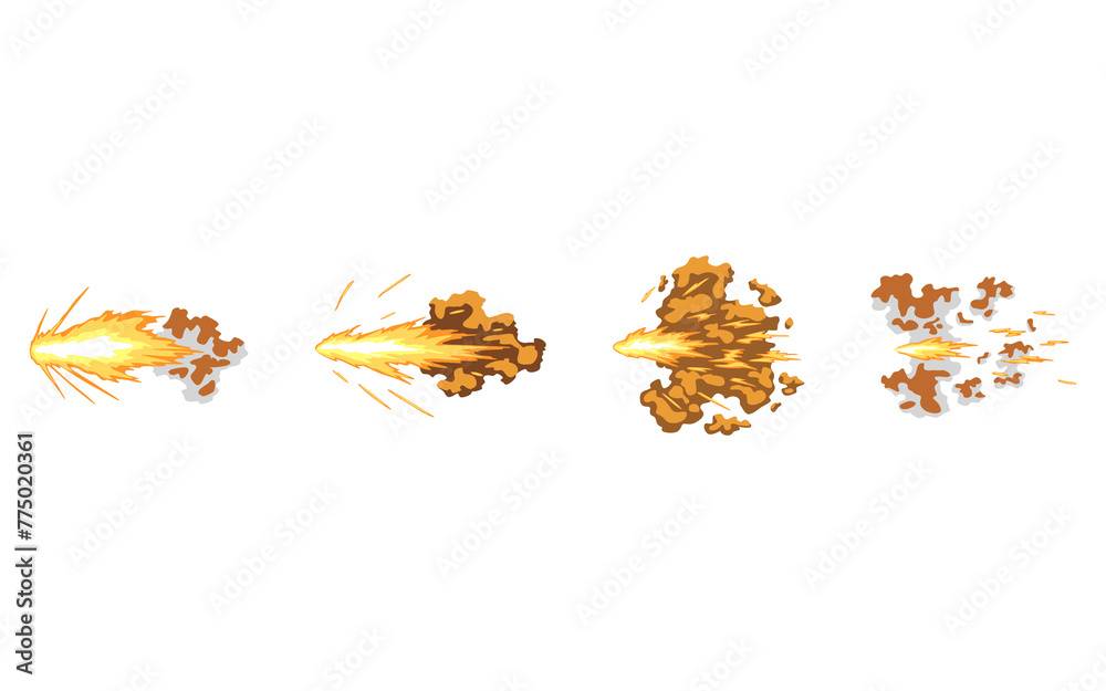 Gun flashes or gunshot animation. Collection of fire explosion effect ...