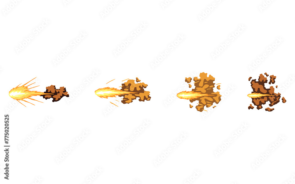 Gun flashes or gunshot animation. Collection of fire explosion effect ...