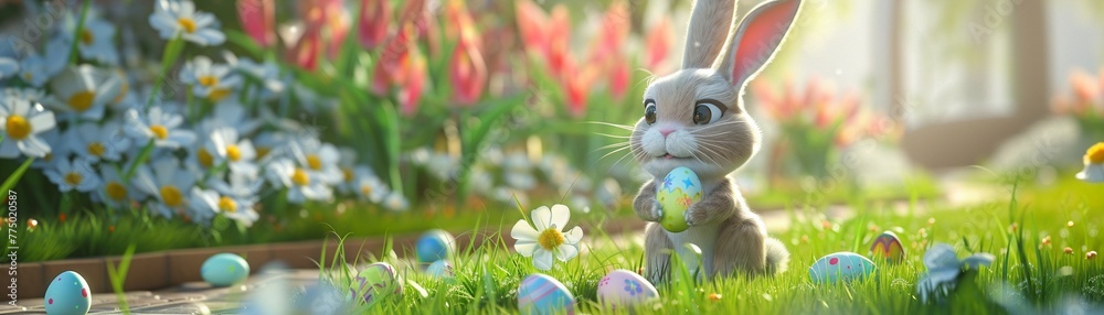 Bunny Animation A lively 3D animated Easter bunny hopping through a ...