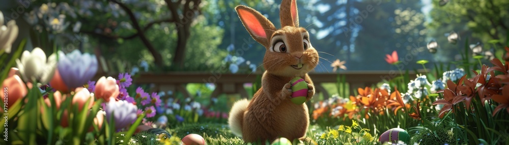 Bunny Animation A lively 3D animated Easter bunny hopping through a ...