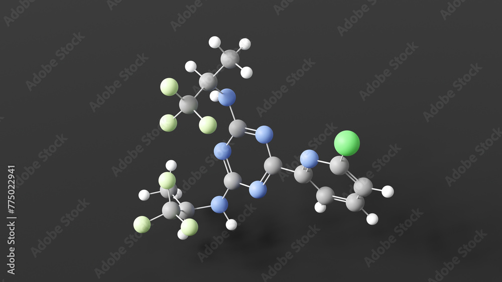 vorasidenib molecular structure, anti-cancer medication, ball and stick ...