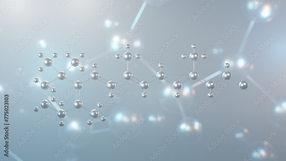 retinal molecular structure, 3d model molecule, form of vitamin a ...