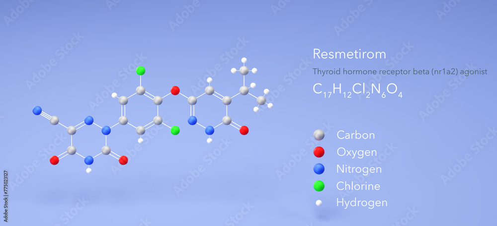 resmetirom molecule, molecular structures, rezdiffra, 3d model ...