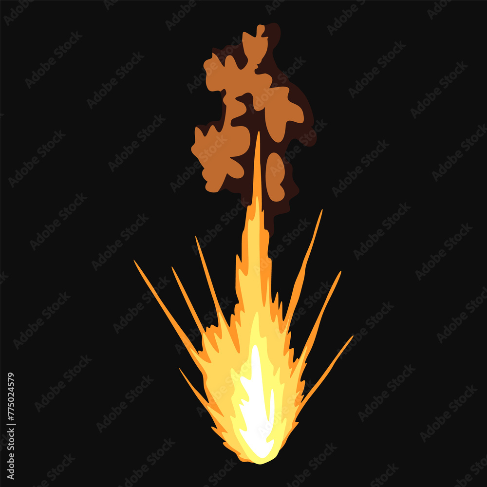 Gun flashe or gunshot animation. Fire explosion effect during the shot ...