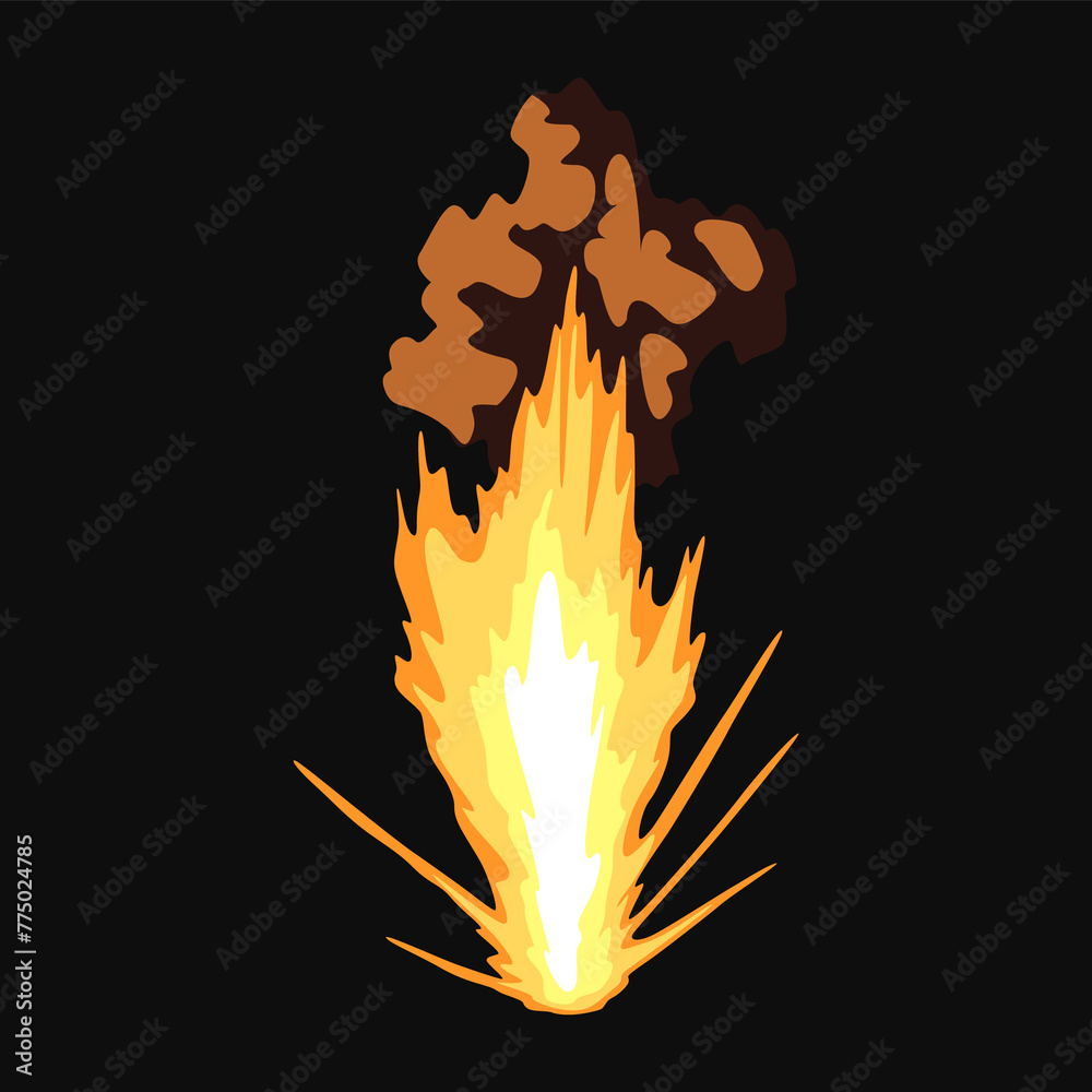 Gun flashe or gunshot animation. Fire explosion effect during the shot ...