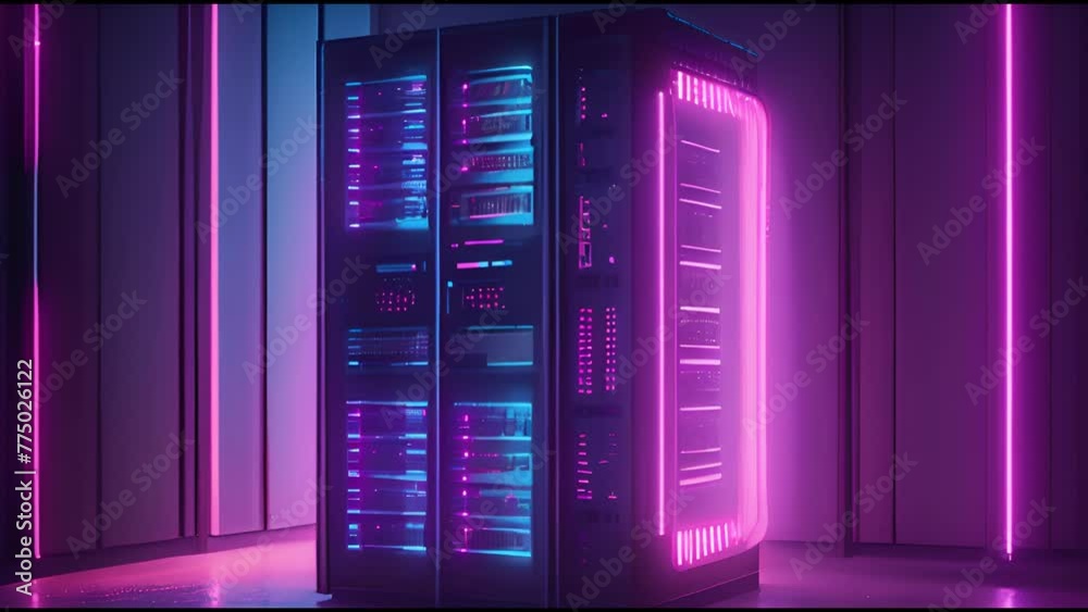 Server racks in computer network security server room data center. Data ...