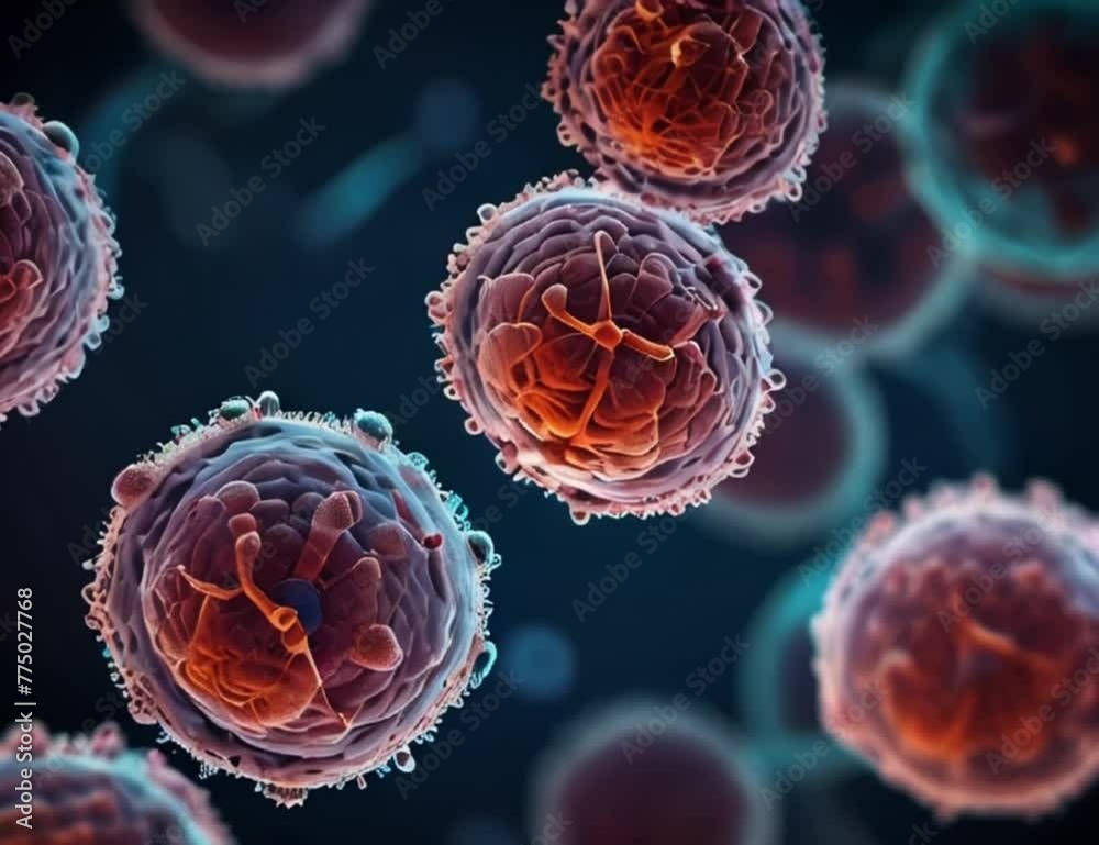 Generative AI science, gene, cell, dna, water, molecule, microscope ...
