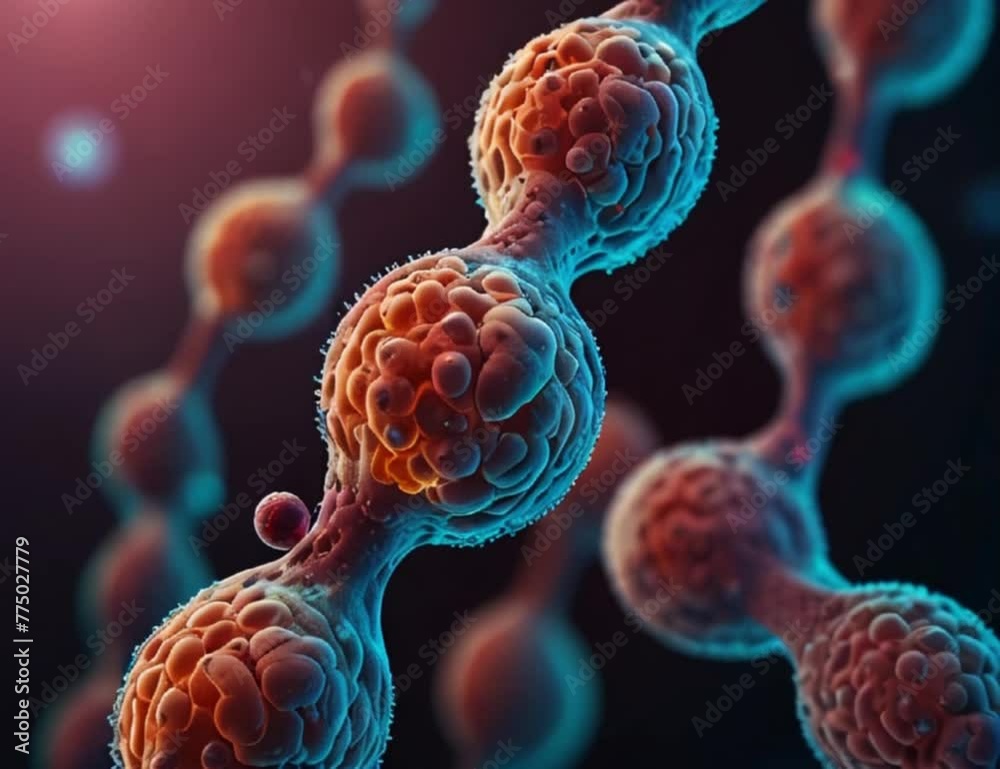 Generative AI science, gene, cell, dna, water, molecule, microscope ...