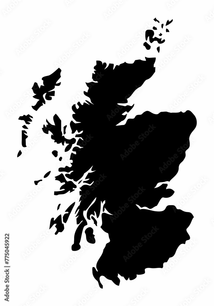Scotland silhouette map Stock Vector | Adobe Stock