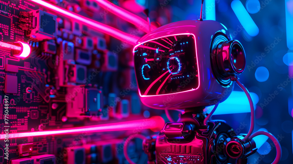 Neon chat bot with Artificial intelligence, connected to computer ...