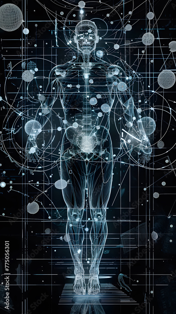 Atoms and electrons, Detailed human anatomy with structural components ...