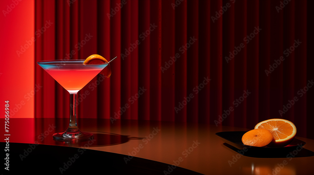 Cocktail. Verre à cocktail, boisson alcoolisée. Arrière-plan ambiance ...