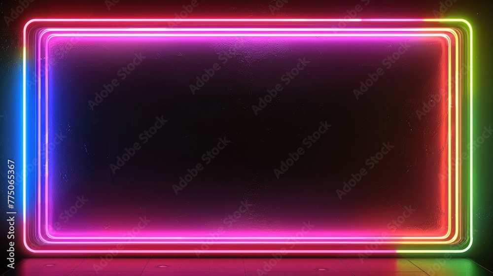 Glowing Neon light frame and empty text wallpaper, Neon light frame ...