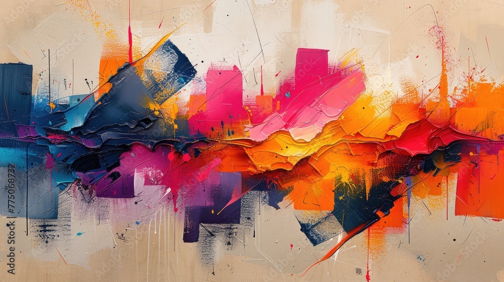 Abstract art representing the chaos of a trauma center, bold shapes and ...