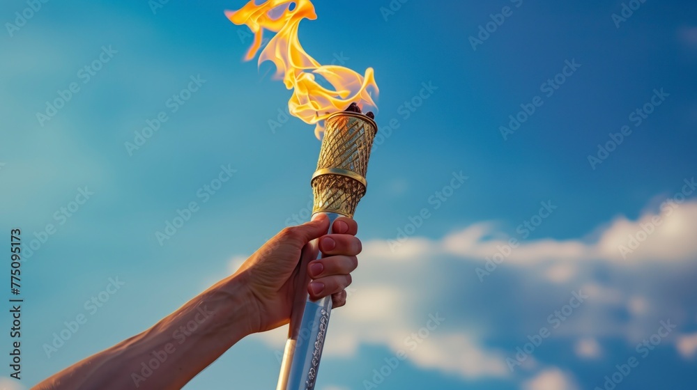 person holding the olympic torch Stock Photo | Adobe Stock