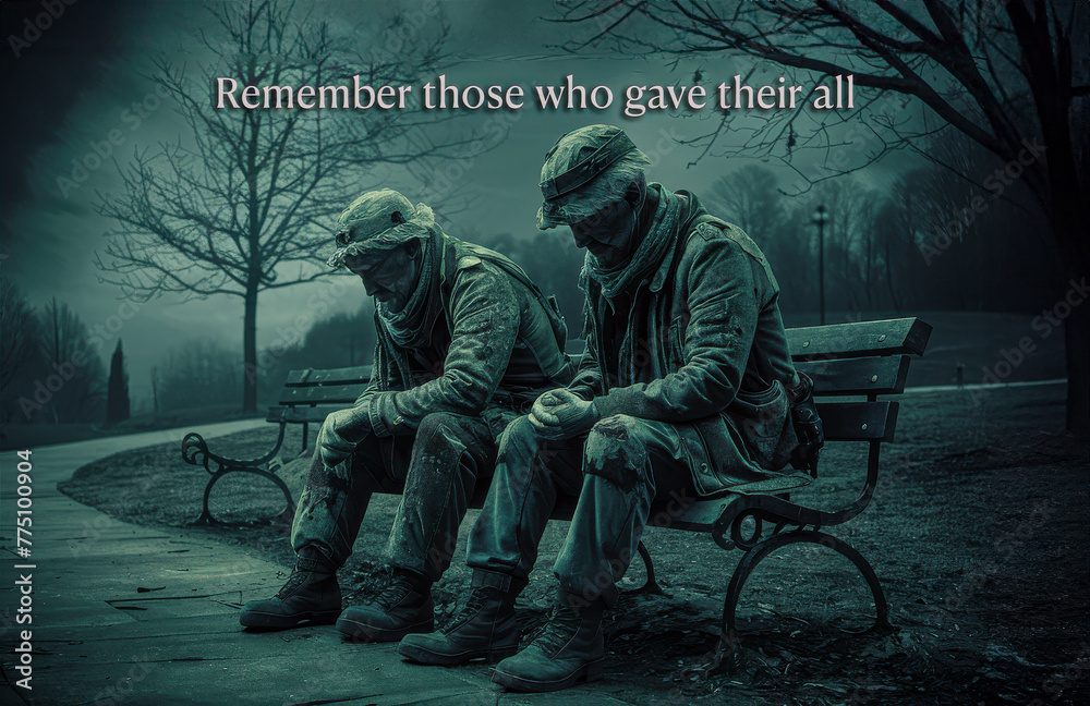 Remember those. Two ghostlyf soldiers, weathered and sitting somberly ...