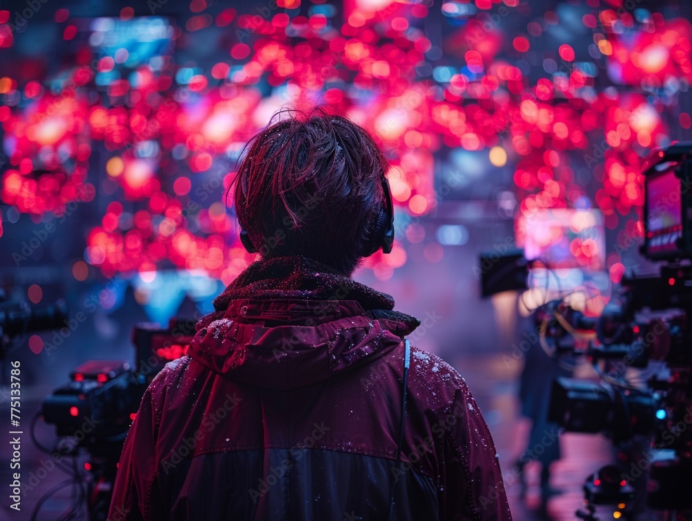 Create a real-time digital broadcast scene highlighting technologies ...