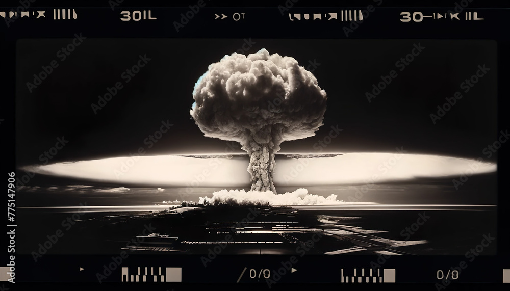 Atomic nuclear bomb explosion produces a catastrophic mushroom cloud ...