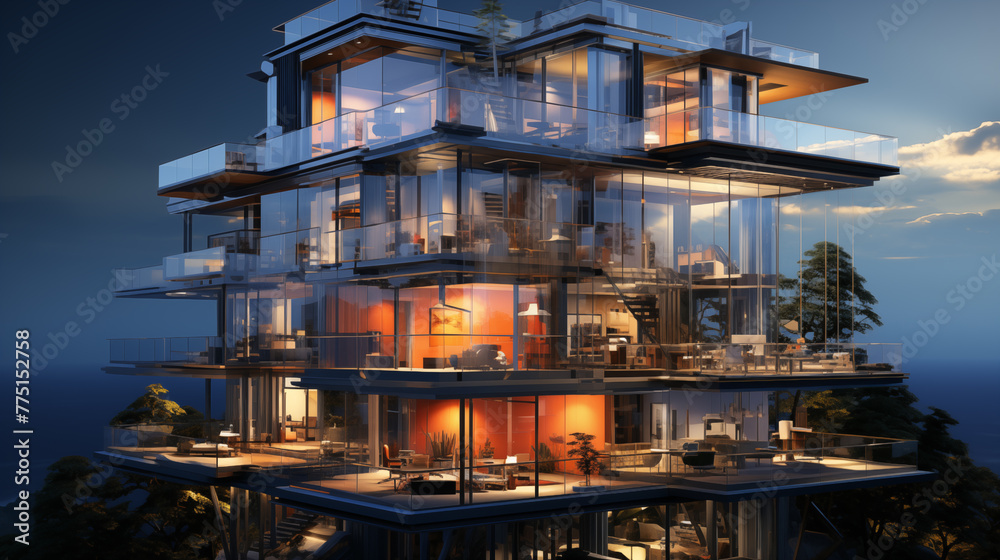 construction high building as skilled workers craft towering ...