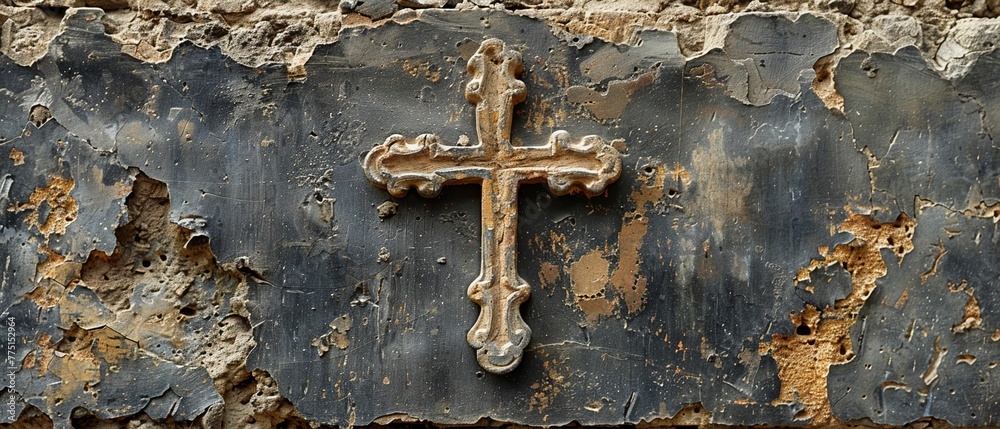 Coptic Christian Cross Engraved in an Ancient Church Wall The cross ...