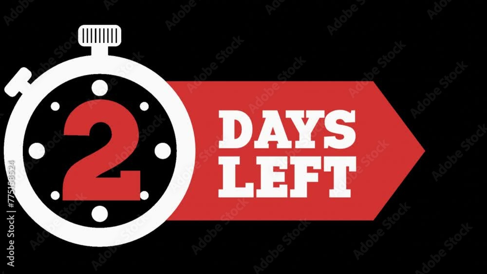 2 Days Left. 2 days to go, Countdown Timer. Alpha channel PNG codec ...