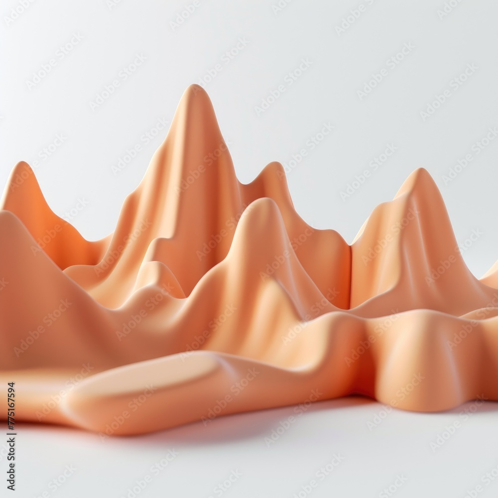 Stylized 3D clay area chart with smooth curves and peaks, showcased ...