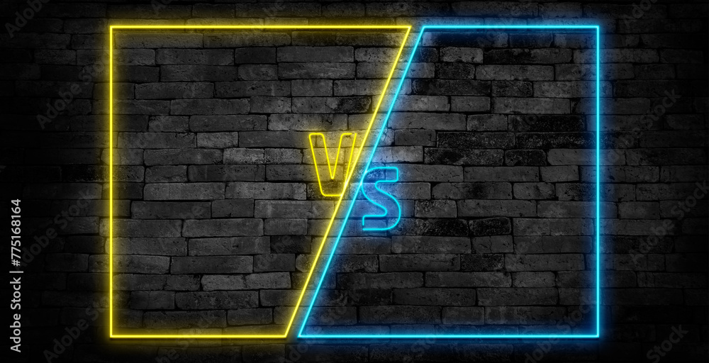 Neon Versus set. Different neon frames with VS letters. Frame for ...